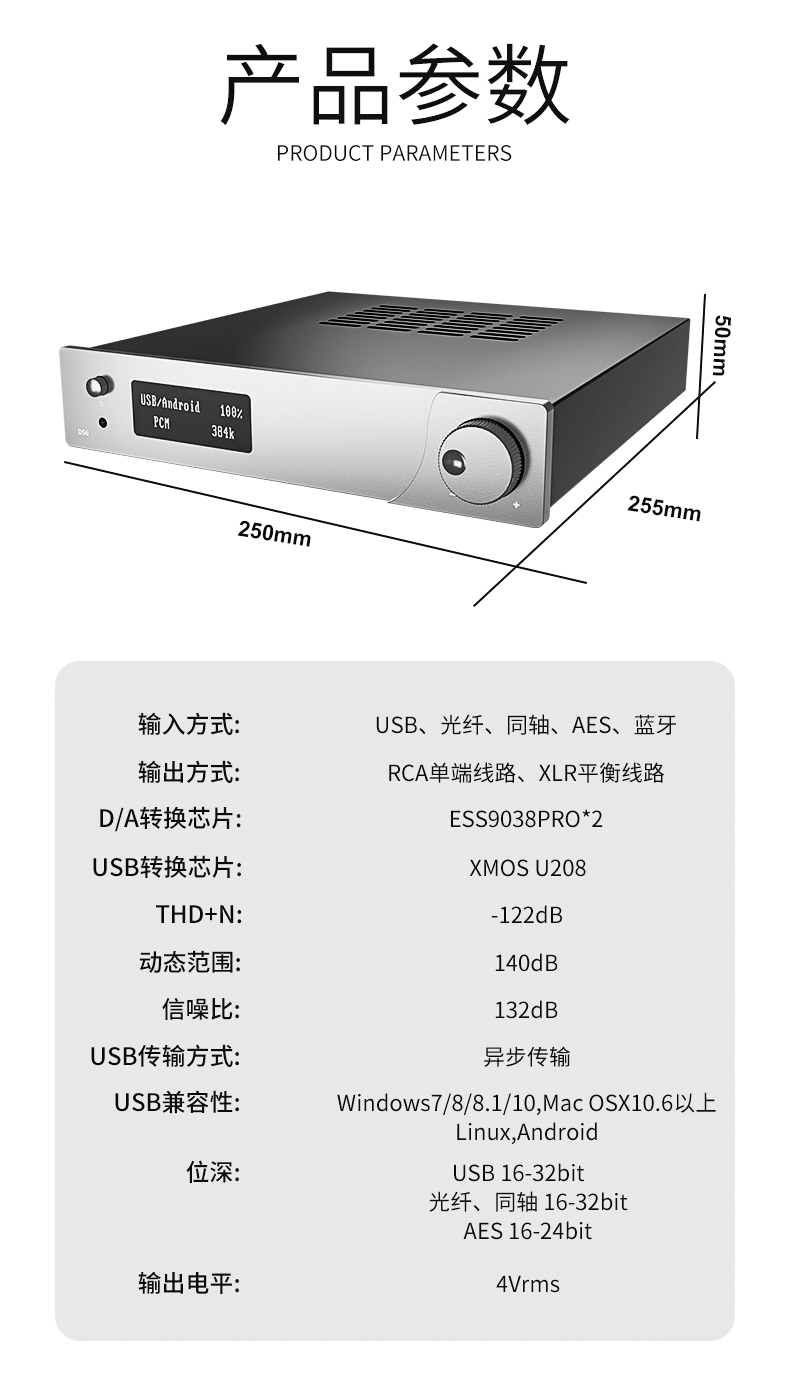 Measurements of TRASAM DS6 Dual ESS9038Pro DAC - L7Audiolab